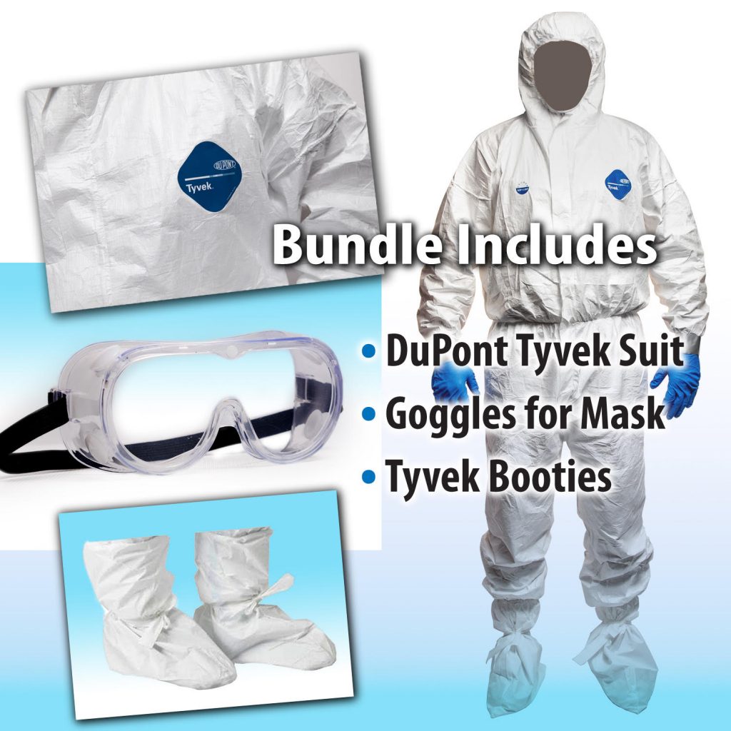 DuPont™ Tyvek® 400 D Suit Bundle (Suit, Goggles, and Booties ...